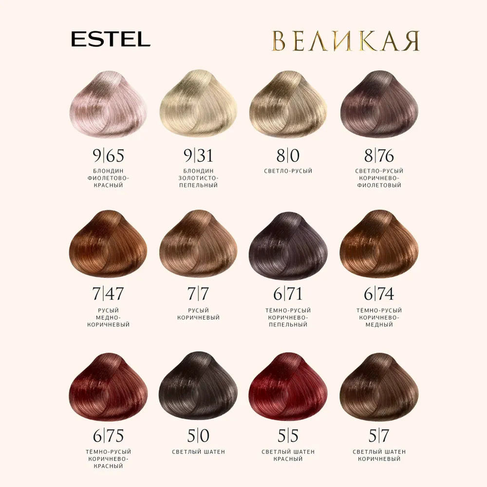 Крем-краска для седых волос, оттенок 6/74 тёмно-русый коричнево-медный — Великая — Estel