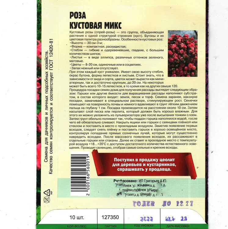 Роза кустовая микс