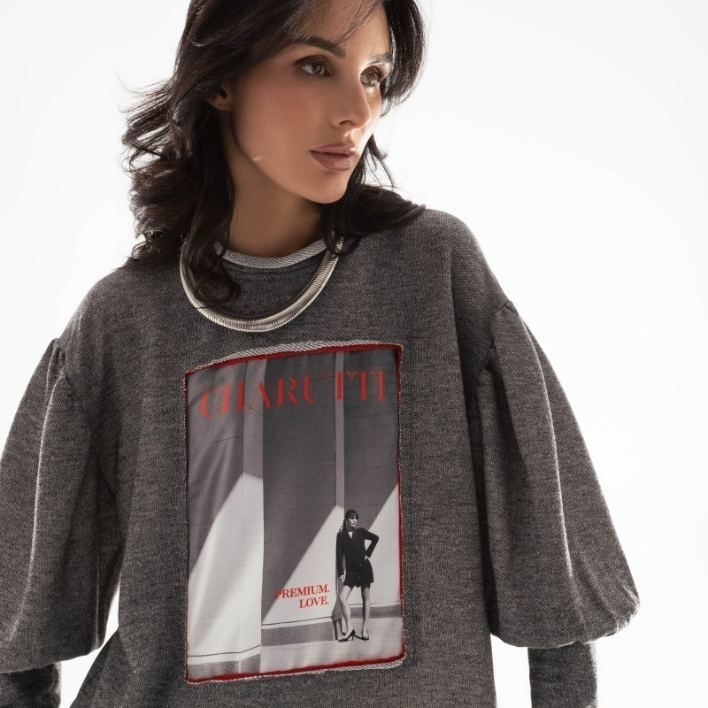 Свитшот женский «Украшаю общество», серый 1, 44RU — Charutti