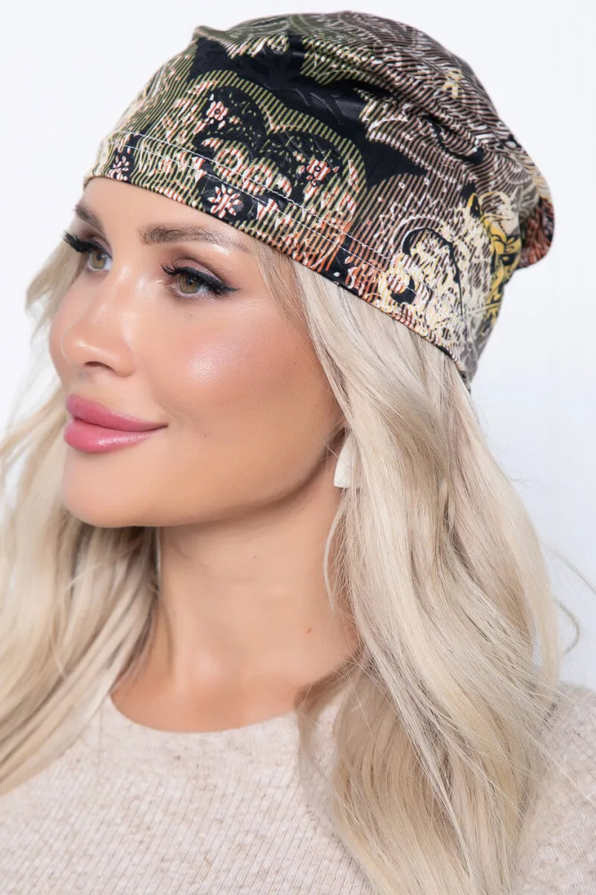 Шапка-шестиклинка, браун/принт, единый размер — LT Collection