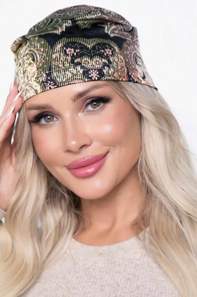 Шапка-шестиклинка, браун/принт, единый размер — LT Collection