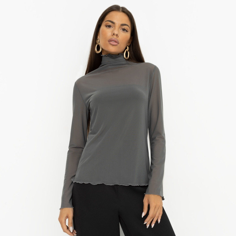 Водолазка полупрозрачная с топом женская «Внешнее великолепие», серый, 44RU — Charutti