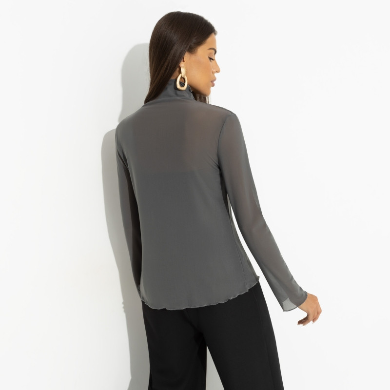 Водолазка полупрозрачная с топом женская «Внешнее великолепие», серый, 44RU — Charutti