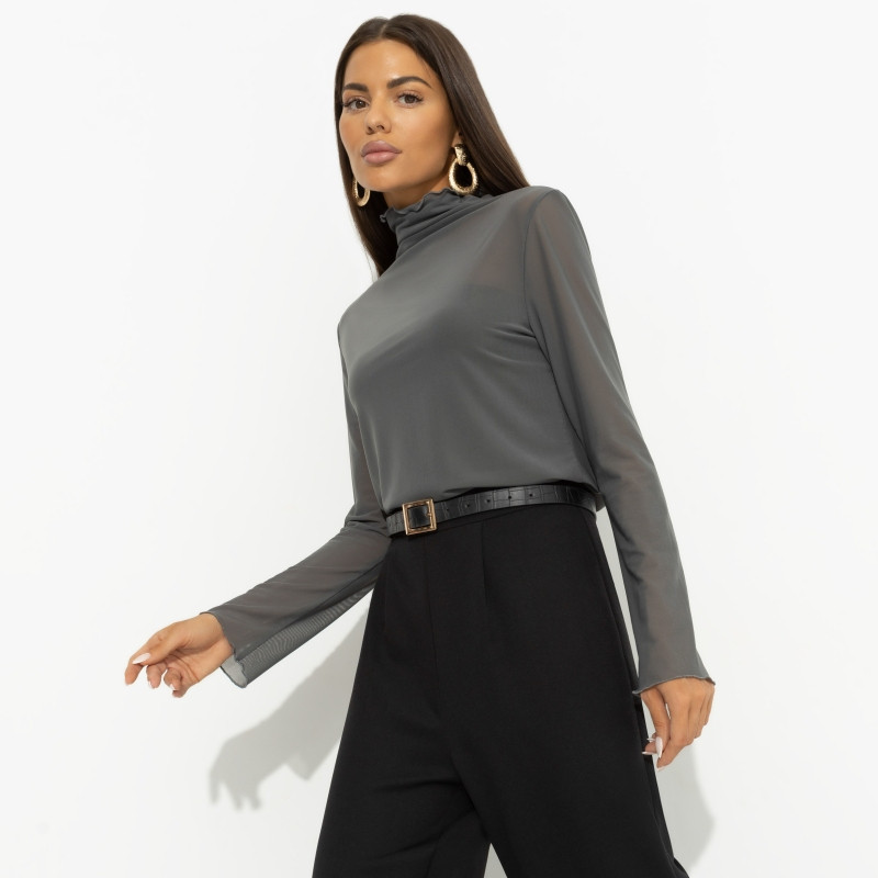 Водолазка полупрозрачная с топом женская «Внешнее великолепие», серый, 44RU — Charutti