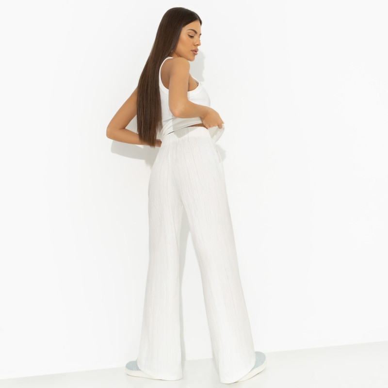 Брюки из жатки на резинке Пленительная легкость, белый, 44RU — Charutti
